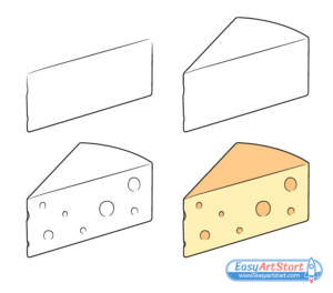 How to Draw Cheese in 4 Steps - EasyArtStart