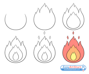 How to Draw Fire Step by Step - EasyArtStart
