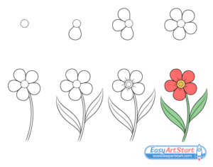 How to Draw a Flower Step by Step - EasyArtStart