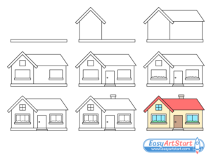 How to Draw a House Step by Step - EasyArtStart