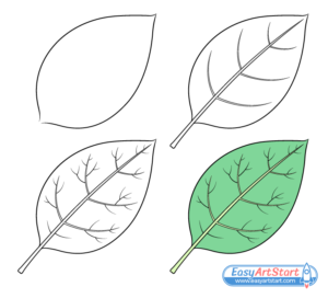 How to Draw a Leaf Step by Step - EasyArtStart