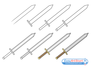 How to Draw a Sword (8 Easy Steps) - EasyArtStart