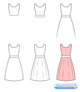 How to Draw a Dress in a Simple Way - EasyArtStart